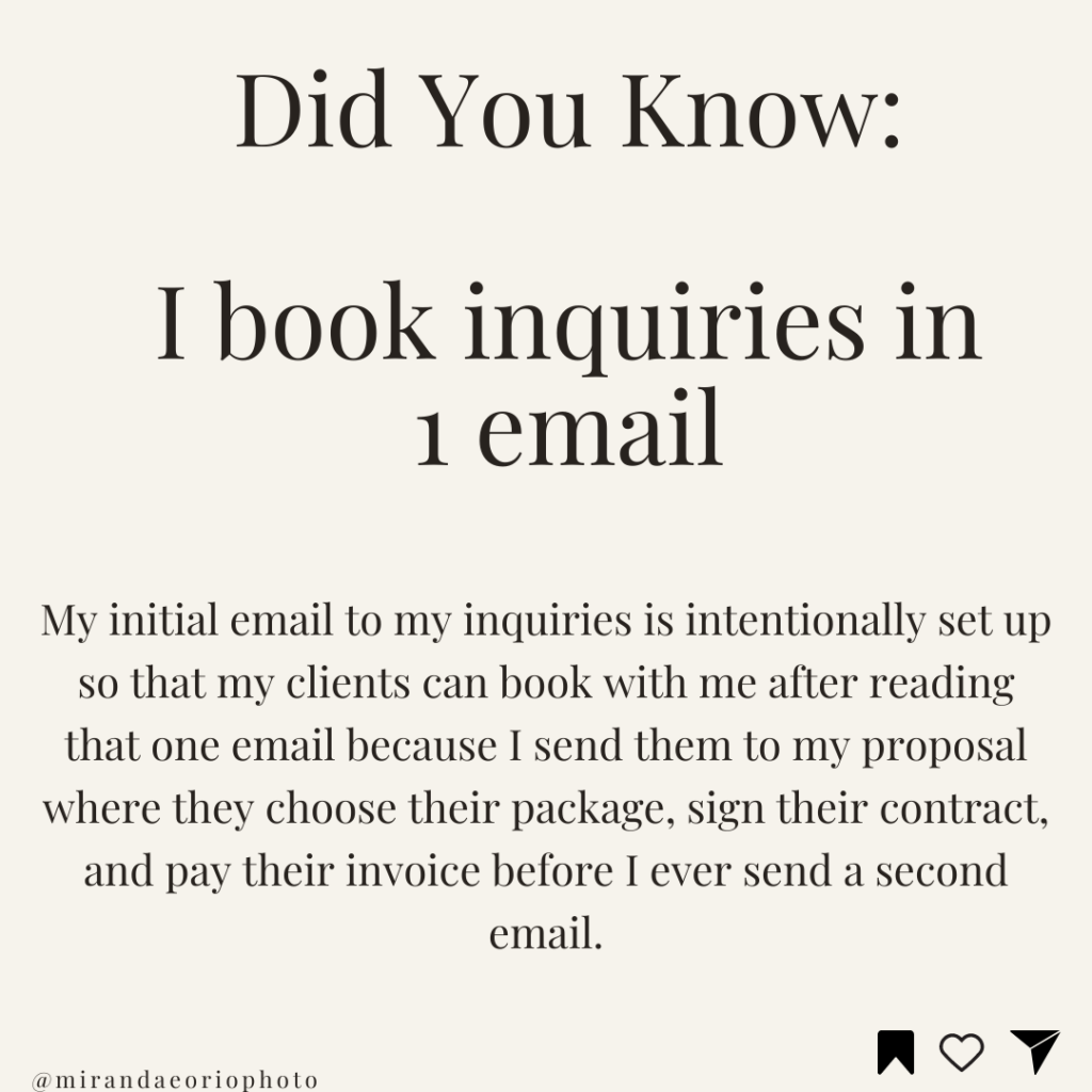 Turning Inquiries Into Bookings - www.mirandaeoriophoto.com/blog